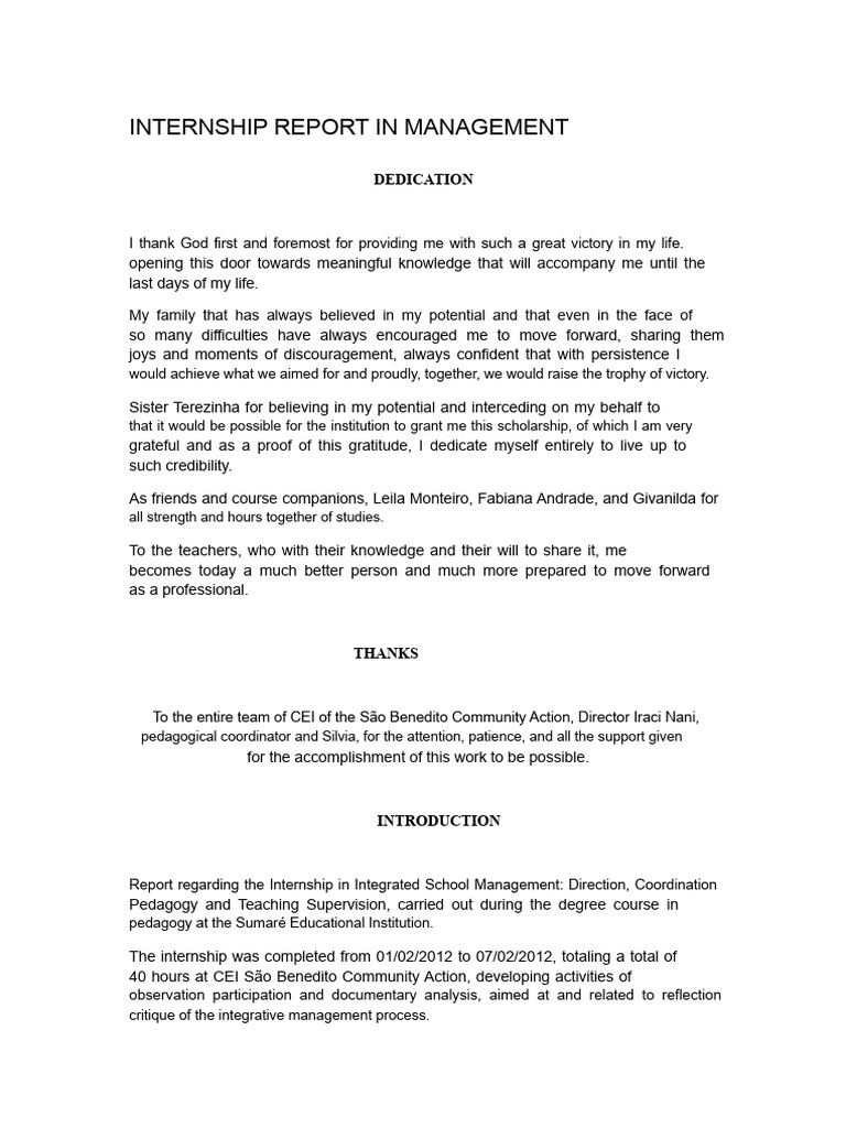 Internship Report | PDF | Pedagogy | Psychology
