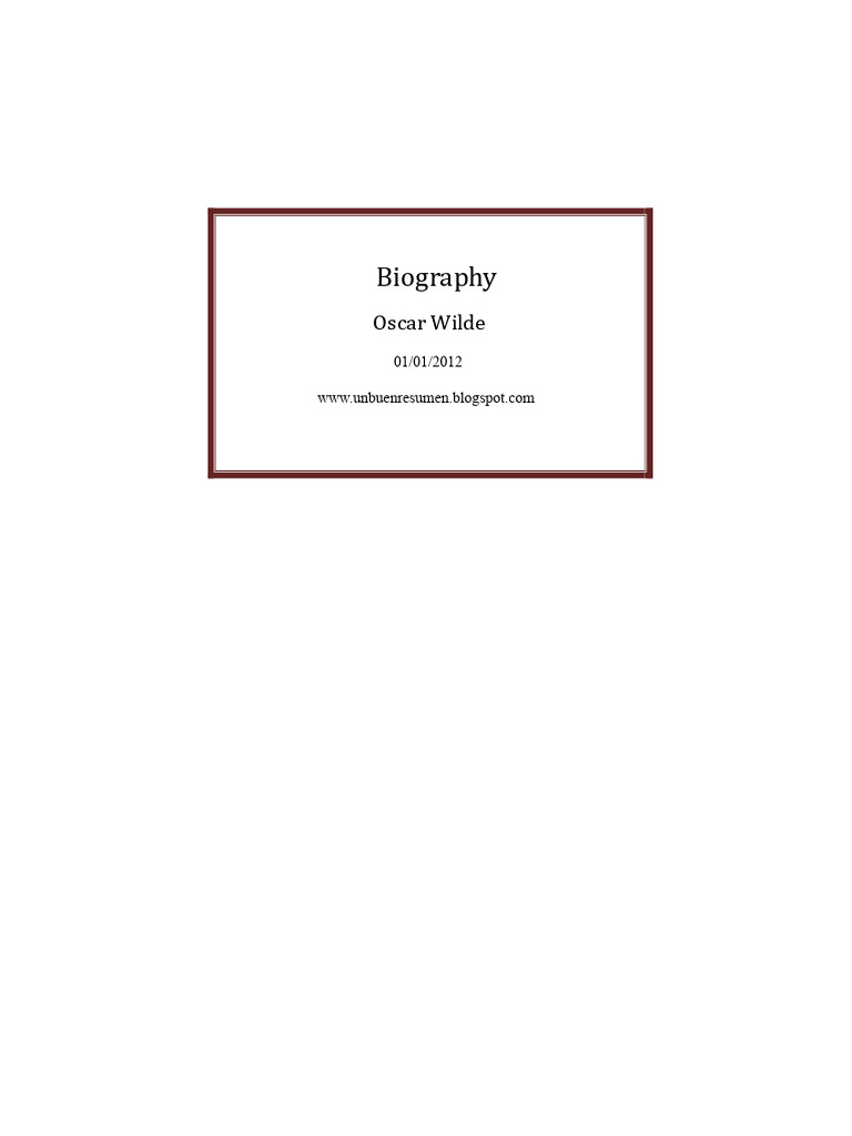 Biography of Oscar Wilde | PDF | Oscar Wilde