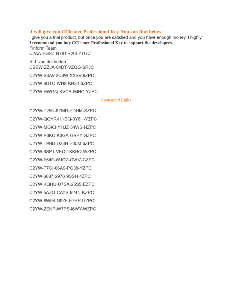 CCleaner Professional Key Offer | PDF