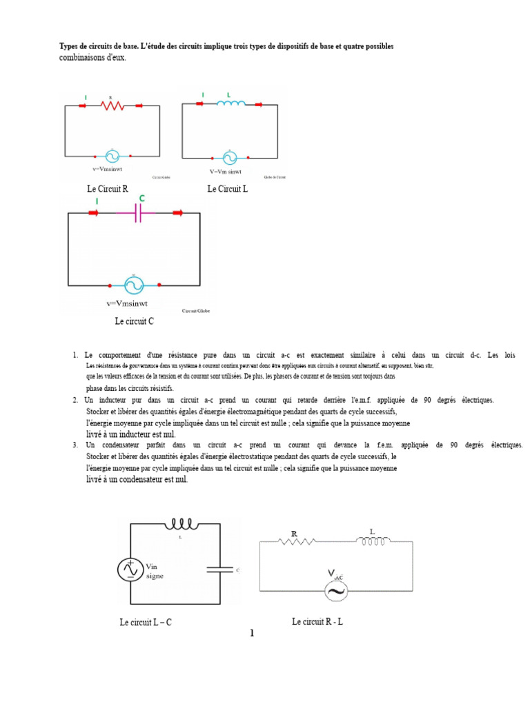 Circuits R, L et C : Comportement et Calculs | PDF | Tension électrique ...