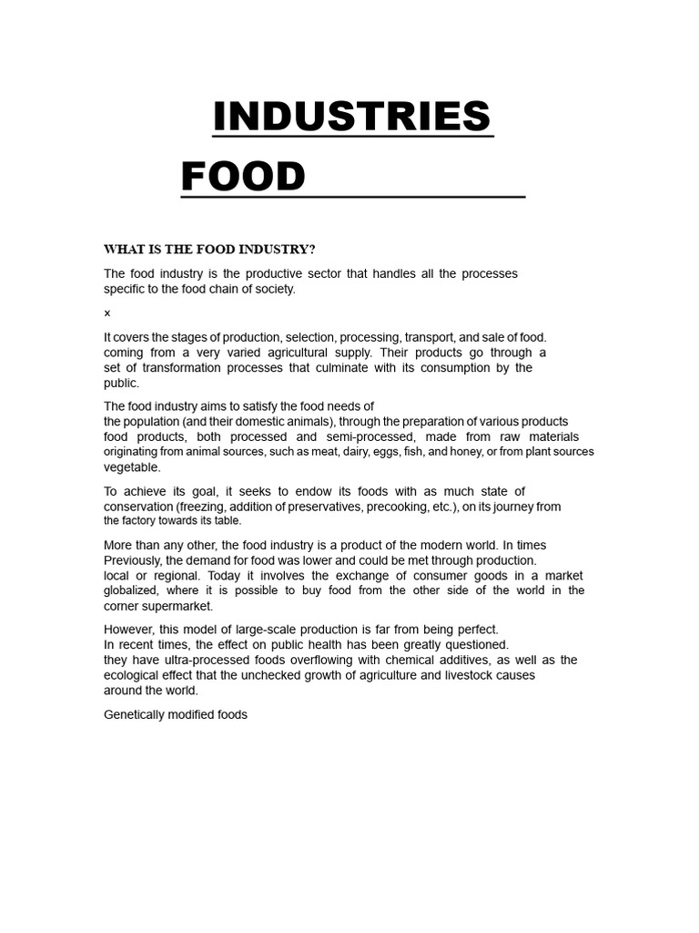 Overview of the Food Industry | PDF | Foods | Food Industry