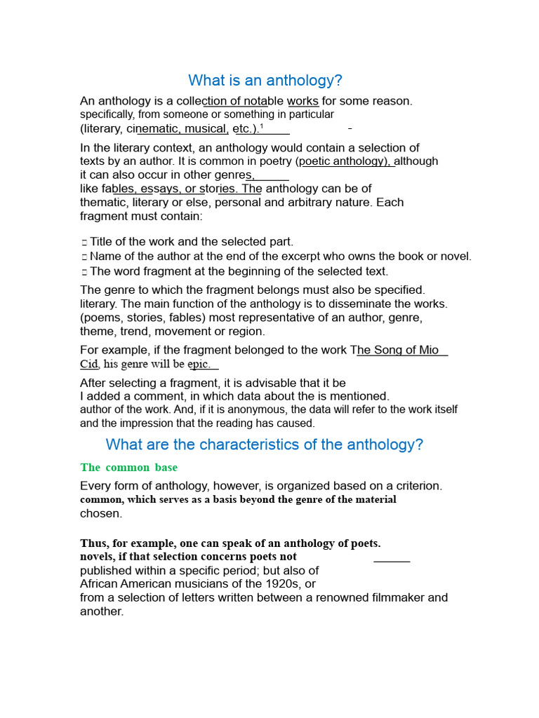 Understanding Anthologies and Their Types | PDF | Genre | Poetry