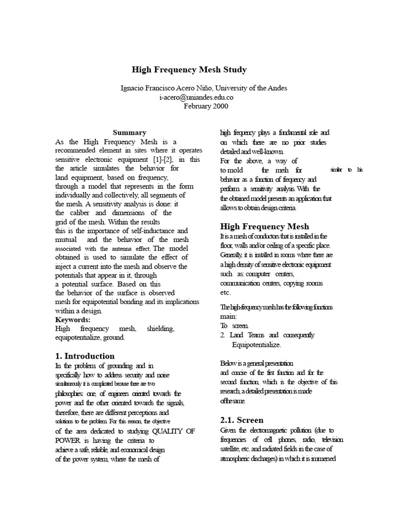 High Frequency Mesh | PDF | Antenna (Radio) | Inductance