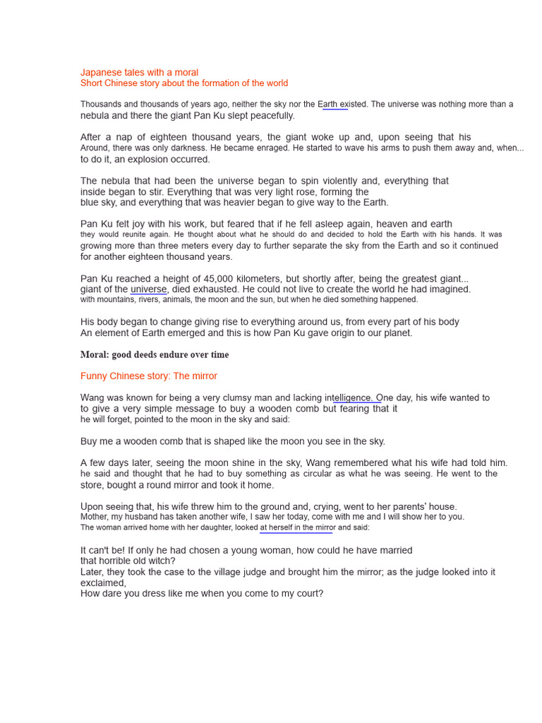 Japanese Tales With A Moral Lesson | PDF | Folklore