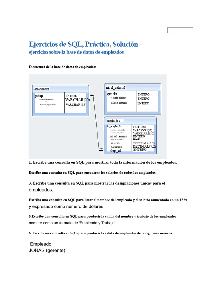 Ejercicio de SQL | PDF | SQL | Bases de datos