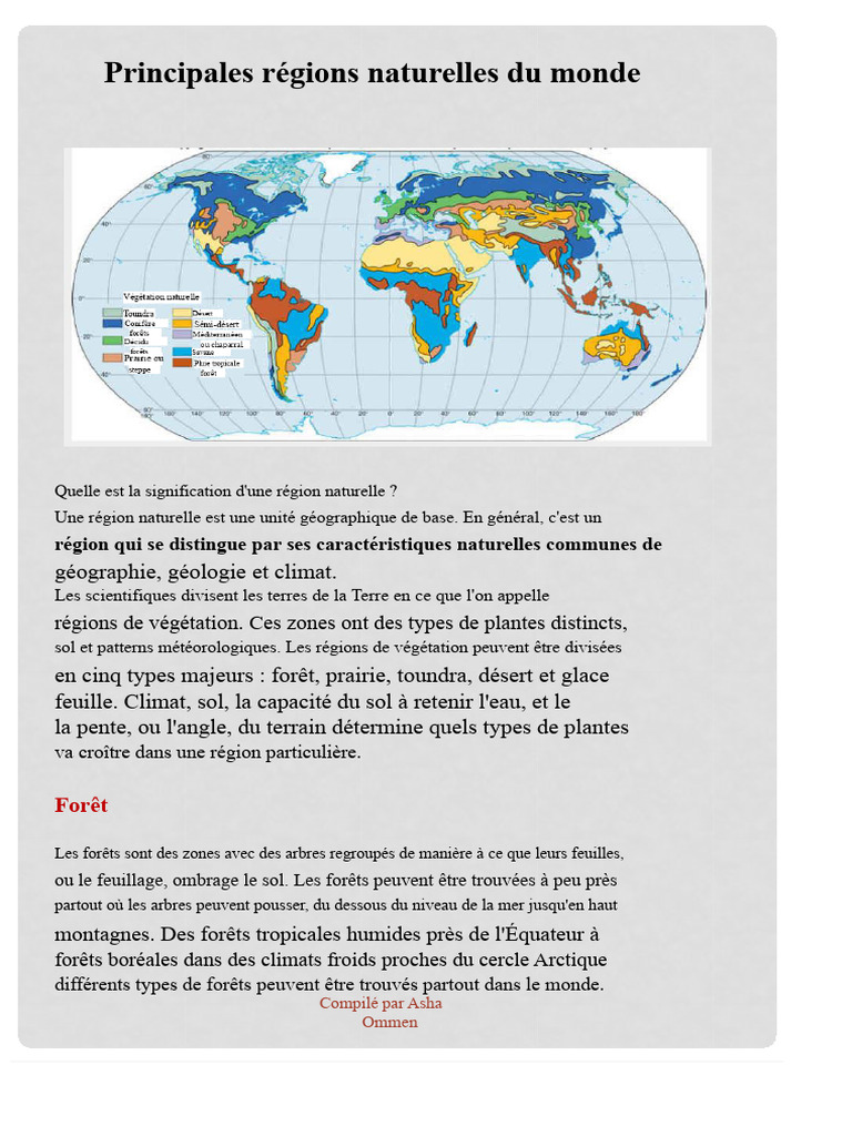 Régions naturelles du monde expliquées | PDF | Désert | Forêt
