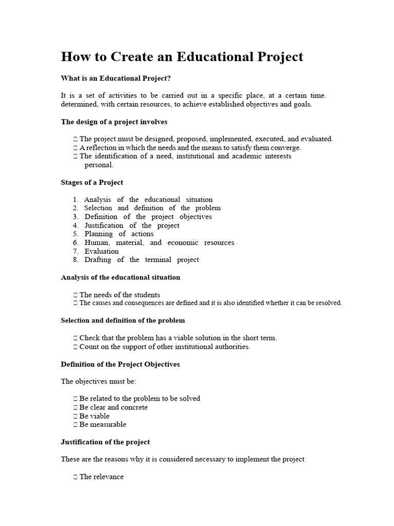 Steps to Create an Educational Project | PDF | Evaluation | Cognition
