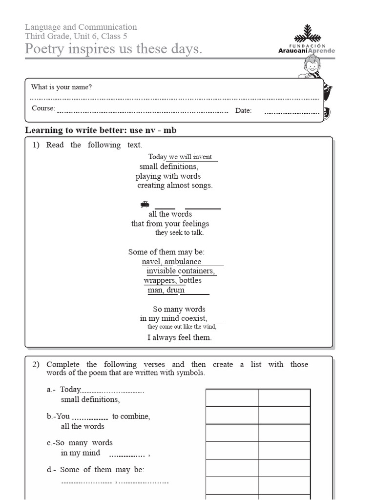 Poetry and Language Activities for Kids | PDF | Poetry | Human ...