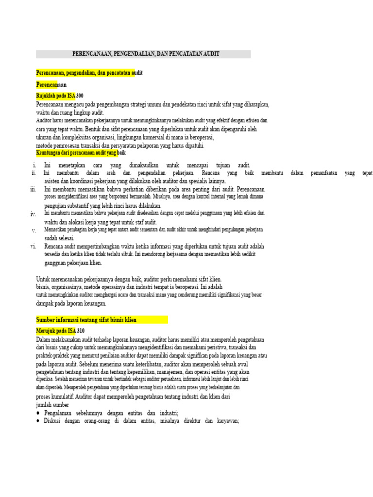 Perencanaan Audit | PDF