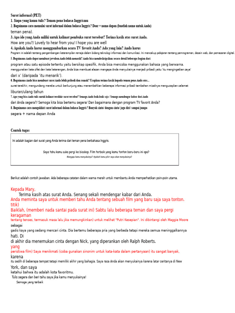 Panduan Menulis Surat Informal dalam Bahasa Inggris | PDF