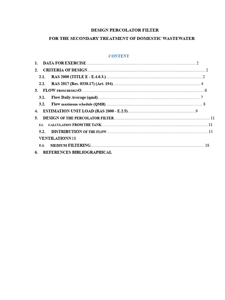 Design of Percolator Filter | PDF | Sewage Treatment | Pump