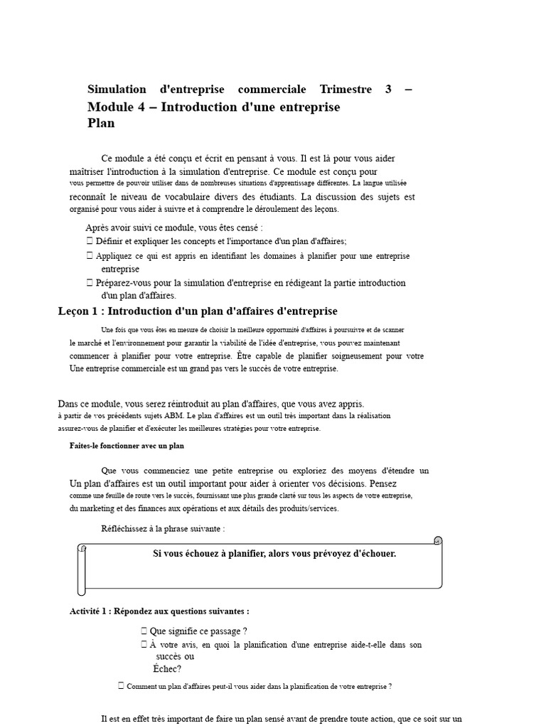 BES4 | PDF | Plan d'affaires | Business