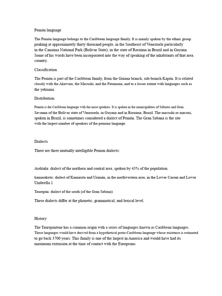 Pemón Language | PDF | Adjective | Grammatical Number