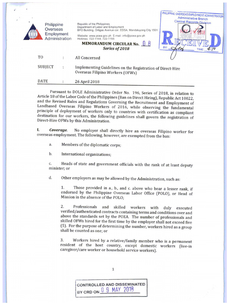 Poea 08-18 | PDF