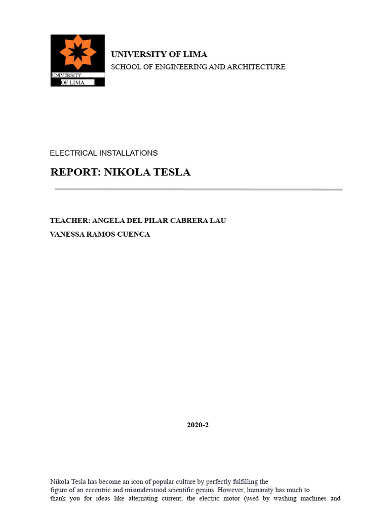 Tesla Report | PDF | Nikola Tesla | X Ray
