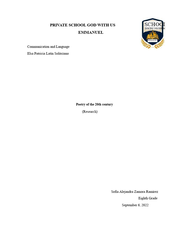 Poetry of The 20th Century | PDF | Poetry | Modernism