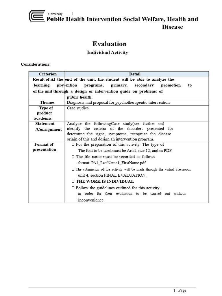 Final Evaluation of INTERVENTION IN PUBLIC HEALTH, SOCIAL WELL-BEING ...