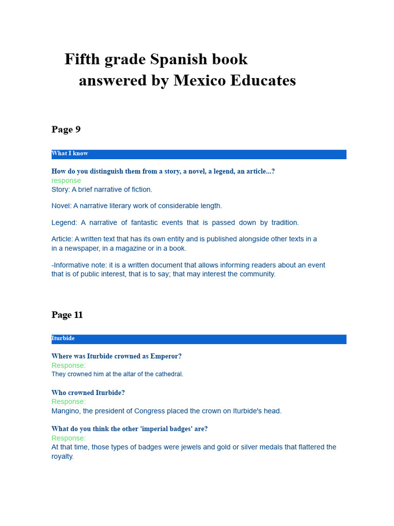 Fifth Grade Spanish Book Answered | PDF | Poetry | Genetically Modified ...