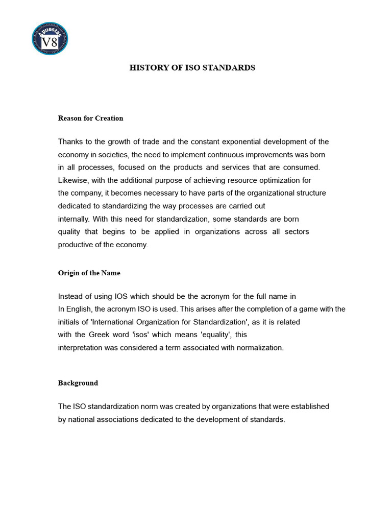 Establishment of ISO Standards in 1947 | PDF | International ...
