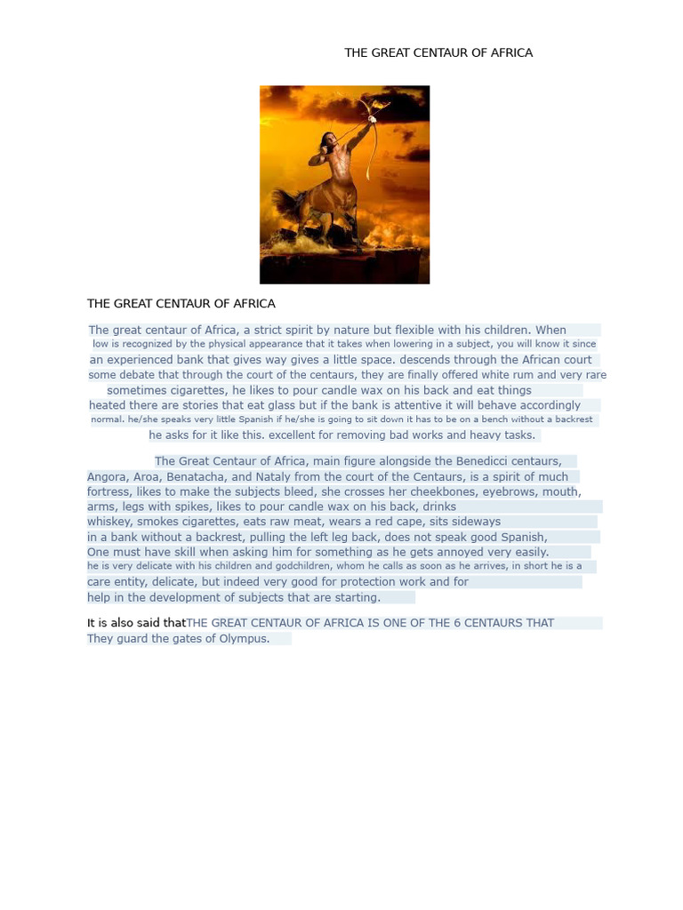 The Great Centaur of Africa | PDF