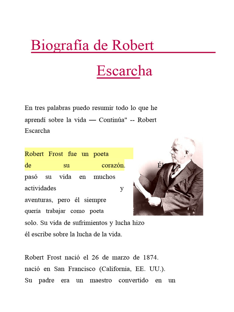 Biografía de Robert Frost: Poeta y Maestro | PDF