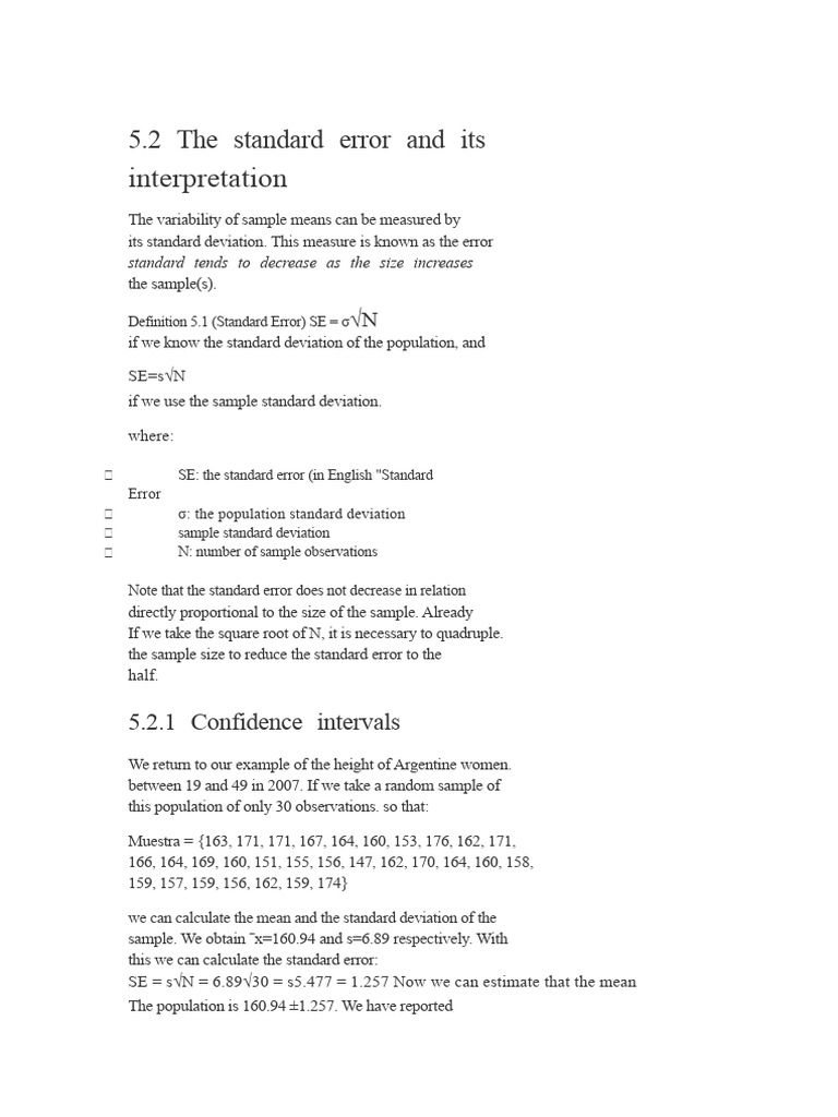 Standard Error | PDF | Standard Error | Standard Deviation