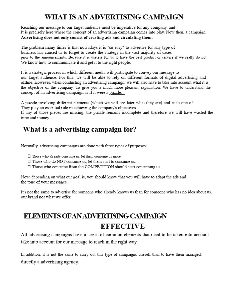 Understanding Advertising Campaigns | PDF | Marketing | Advertising