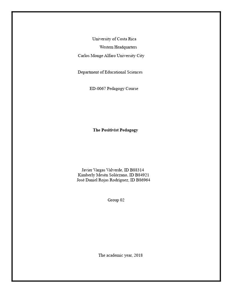 Positivist Pedagogy | PDF | Positivism | Metaphysics