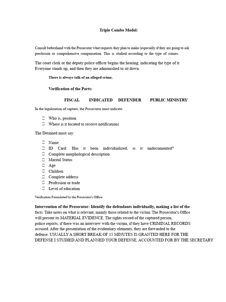 Triple Combo Model | PDF | Prosecutor | Crimes