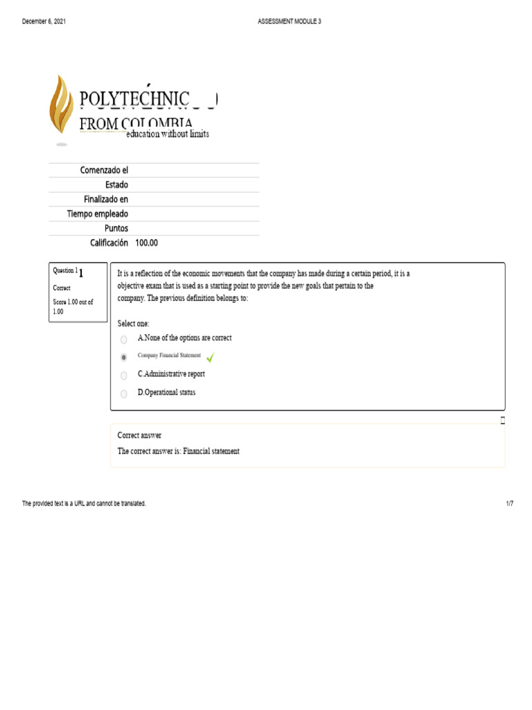 3 EVALUATION - MODULE 3 Second Attempt | PDF | Evaluation | Business