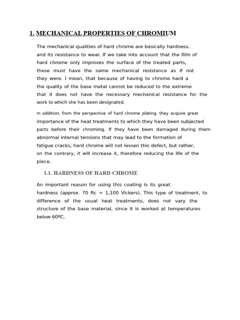 Mechanical Properties of Chromium | PDF | Chromium | Wear