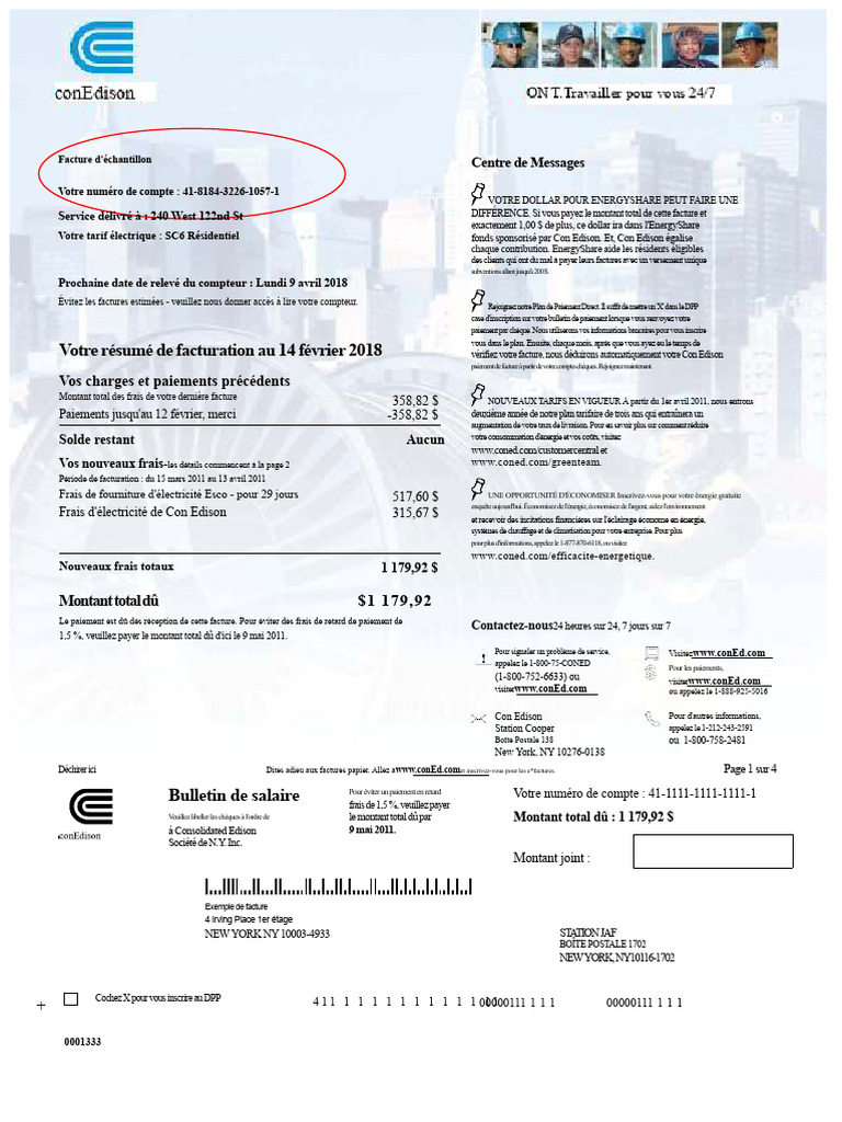 Exemple de Facture Con Edison 2011 | PDF | Facture | Énergie électrique