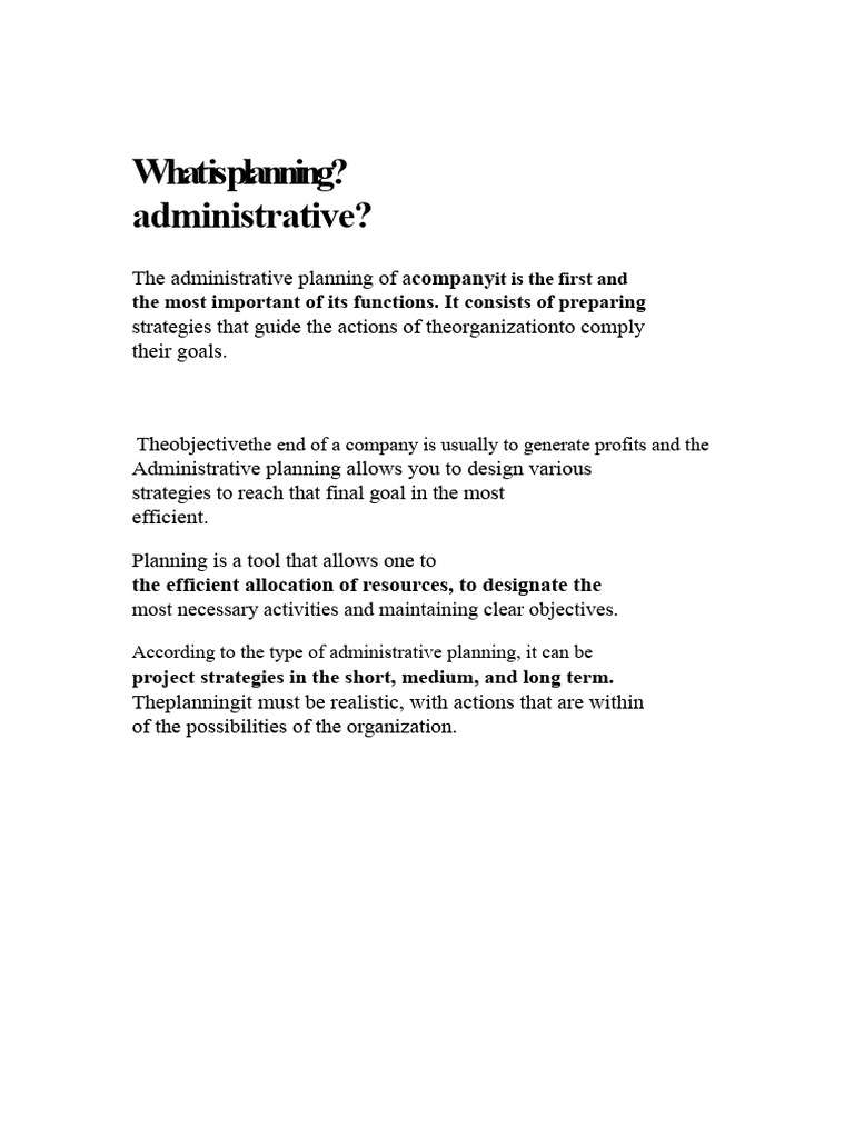 Understanding Administrative Planning | PDF | Goal | Economies