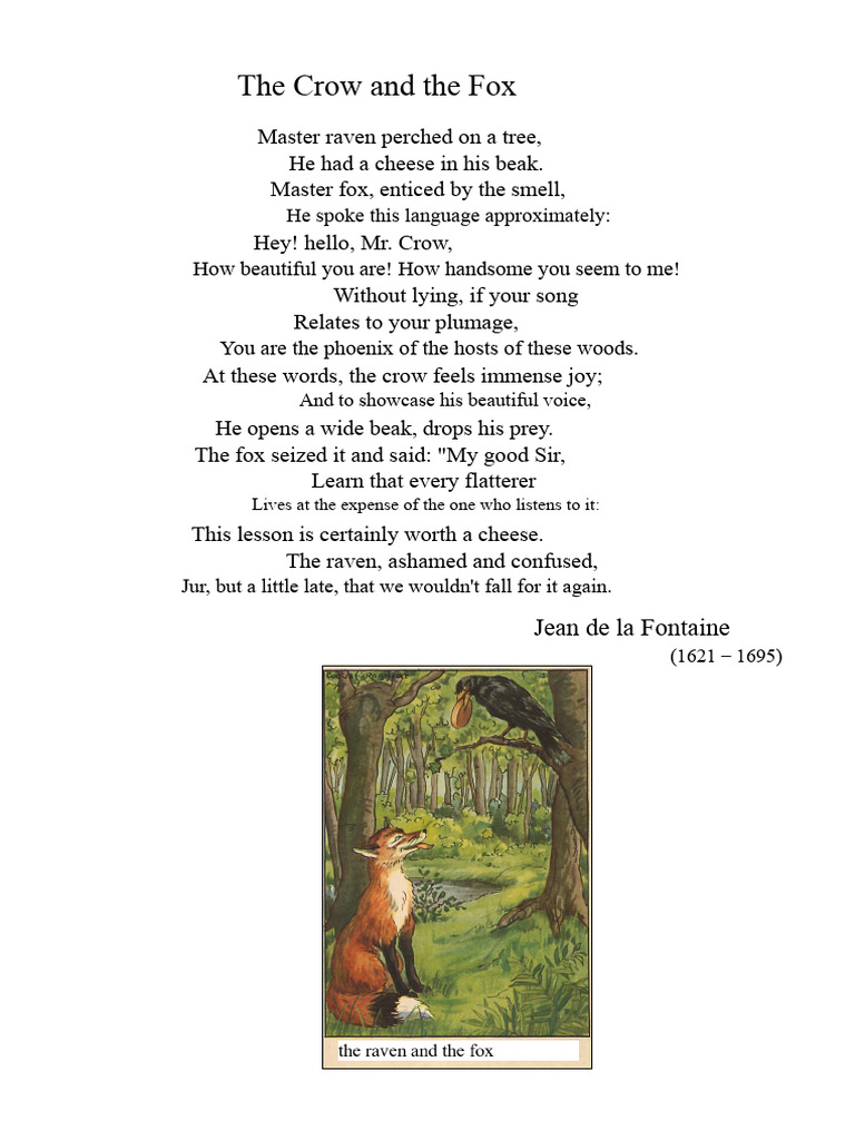 The Crow and the Fox: A Fable of Flattery | PDF
