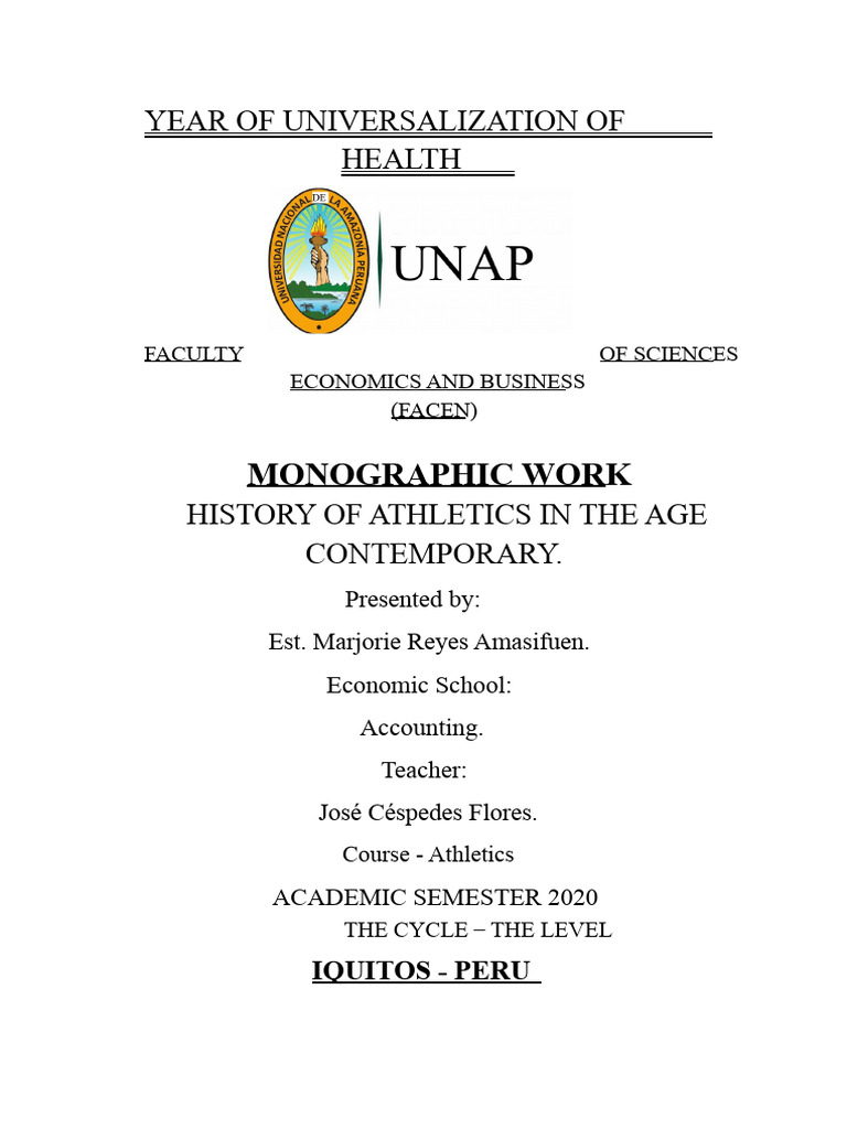 Thesis. Monograph - History of Athletics in The Contemporary Age. | PDF ...