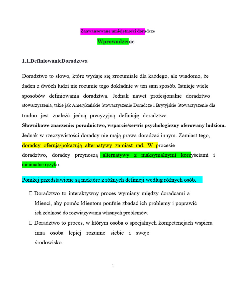 Zaawansowane Umiejętności Doradcze | PDF