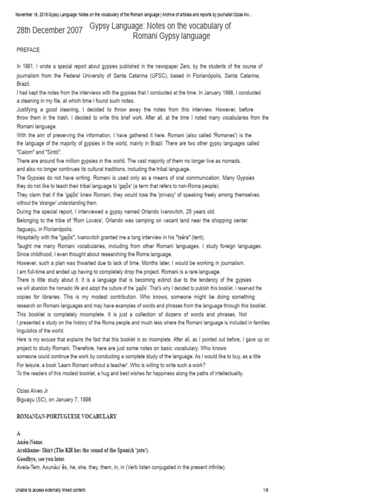 Romani Language Vocabulary Guide | PDF | Romani People | Marriage