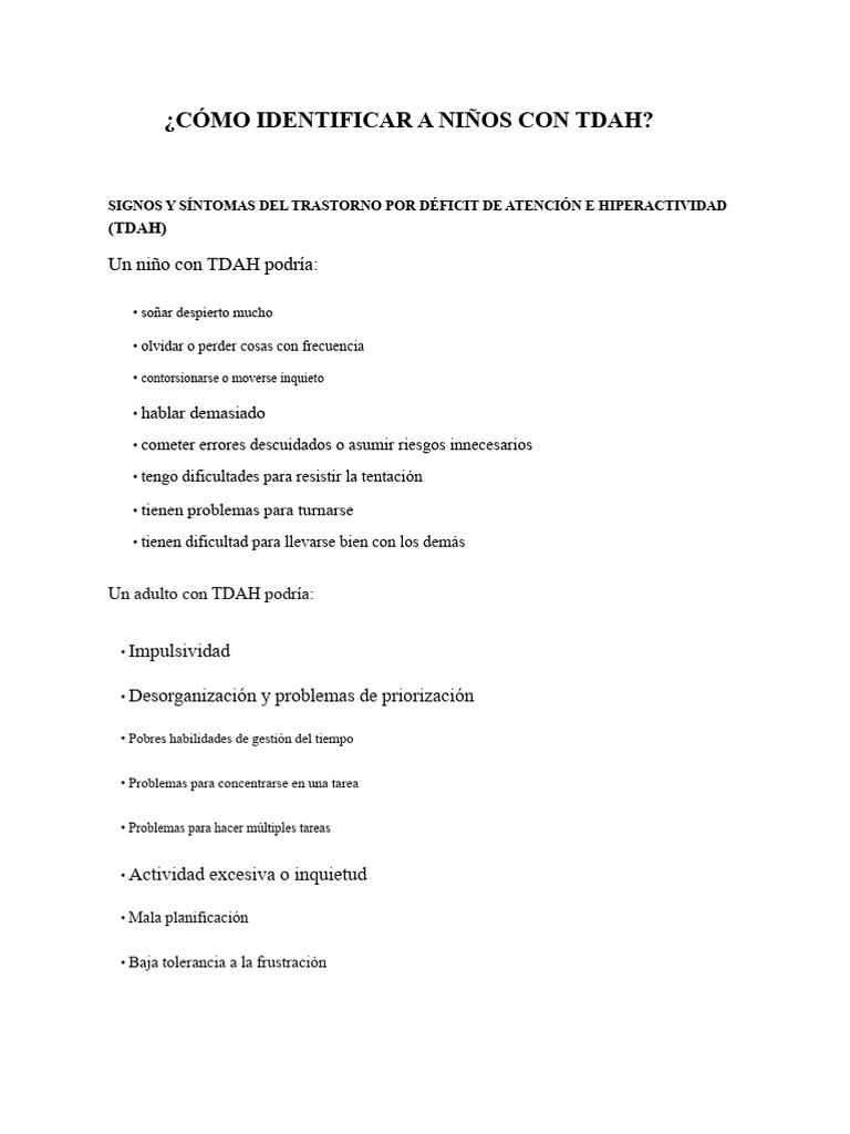 Tdah 21 Signos y Síntomas | PDF | Desorden hiperactivo y deficit de ...