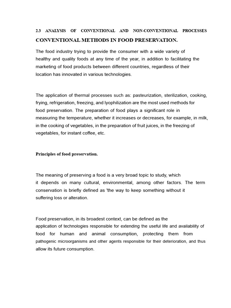 2.3 Analysis of Conventional and Non-Conventional Processes in Food ...