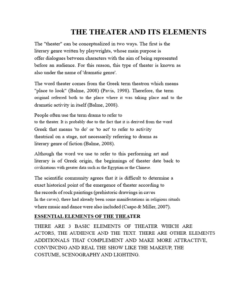 Elements of Theatre Explained | PDF | Theatre | Actor