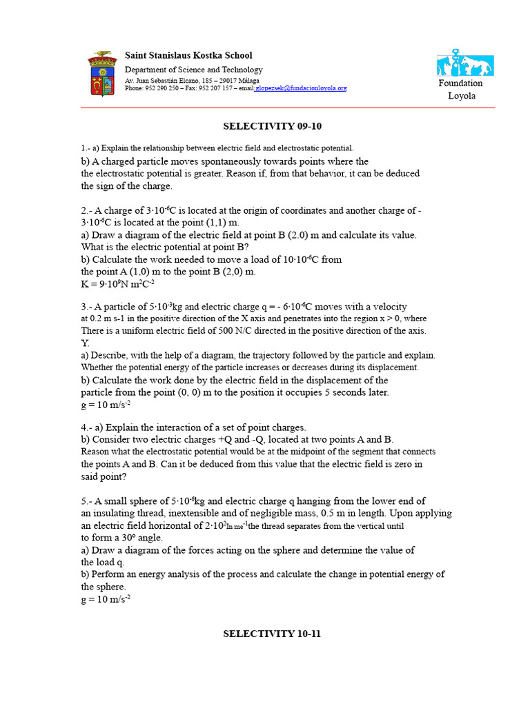 Electric Field | PDF | Electric Field | Force