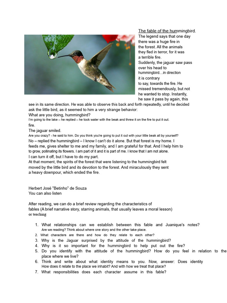 Hummingbird's Heroic Fire Fight Fable | PDF