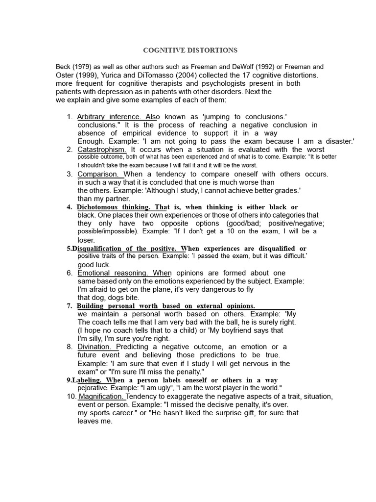 Cognitive Distortions | PDF | Behavioural Sciences | Mental Processes