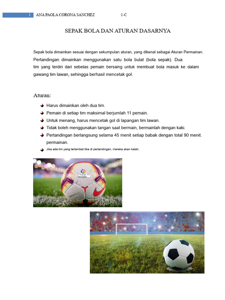 Aturan Dasar Sepak Bola untuk Pemula | PDF
