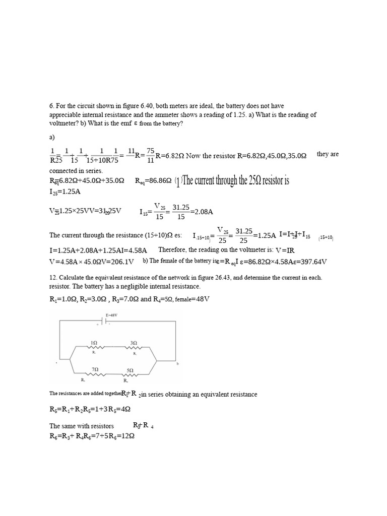 Circuit Analysis: Current and Voltage Calculations | PDF | Electrical ...