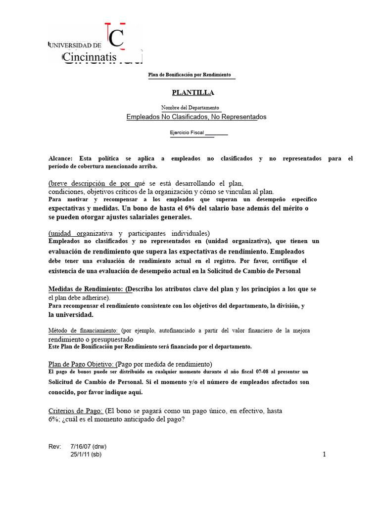 Plan de Bonificación Por Rendimiento + KPI | PDF | Salario | Economias