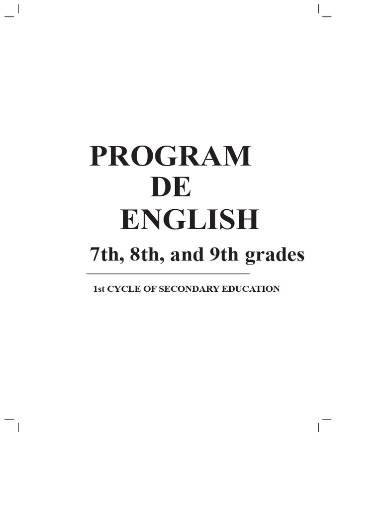ENGLISH PROGRAM. 7th, 8th, and 9th Grades 1st CYCLE OF SECONDARY ...