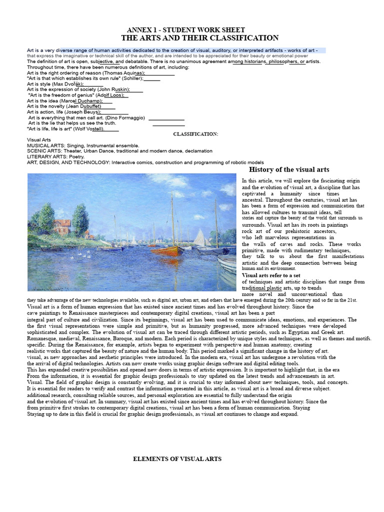 Annex 1 - Visual Arts and Their Elements | PDF | Graphic Design | Color