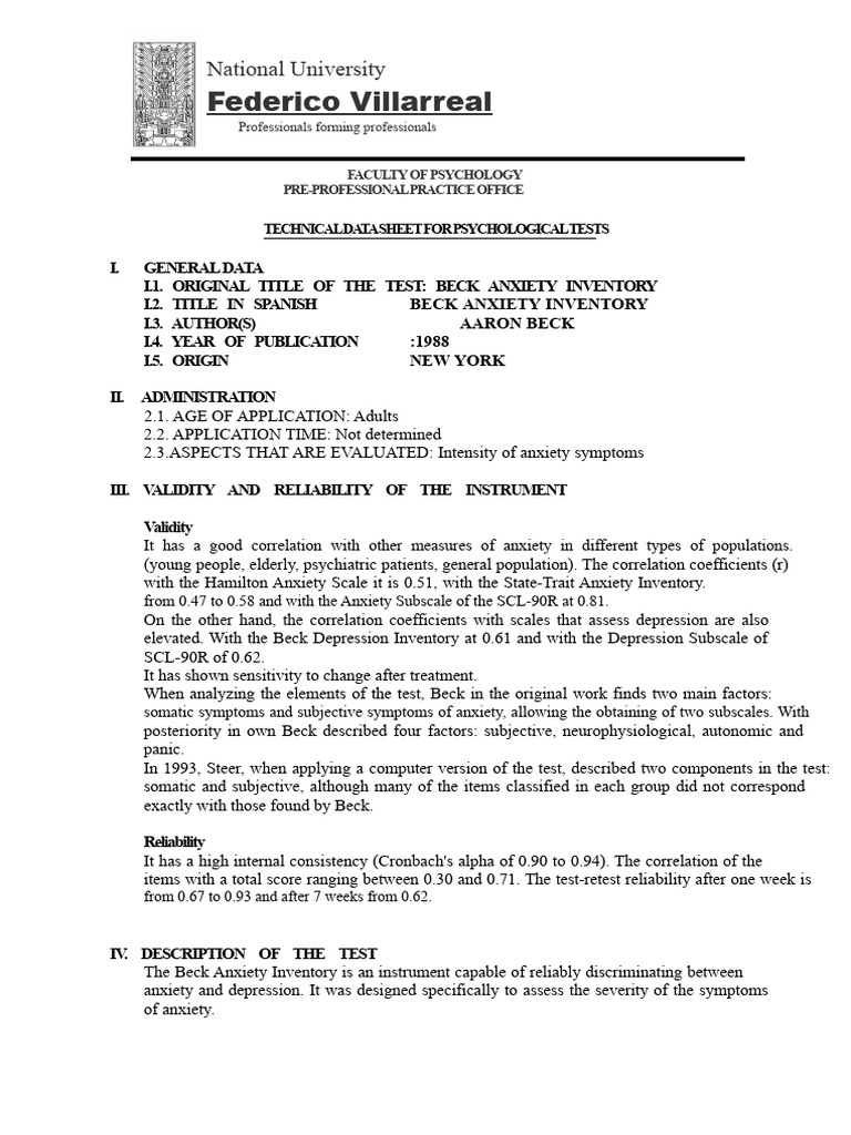 Beck Anxiety Inventory Sheet | PDF | Emotions | Mental Health