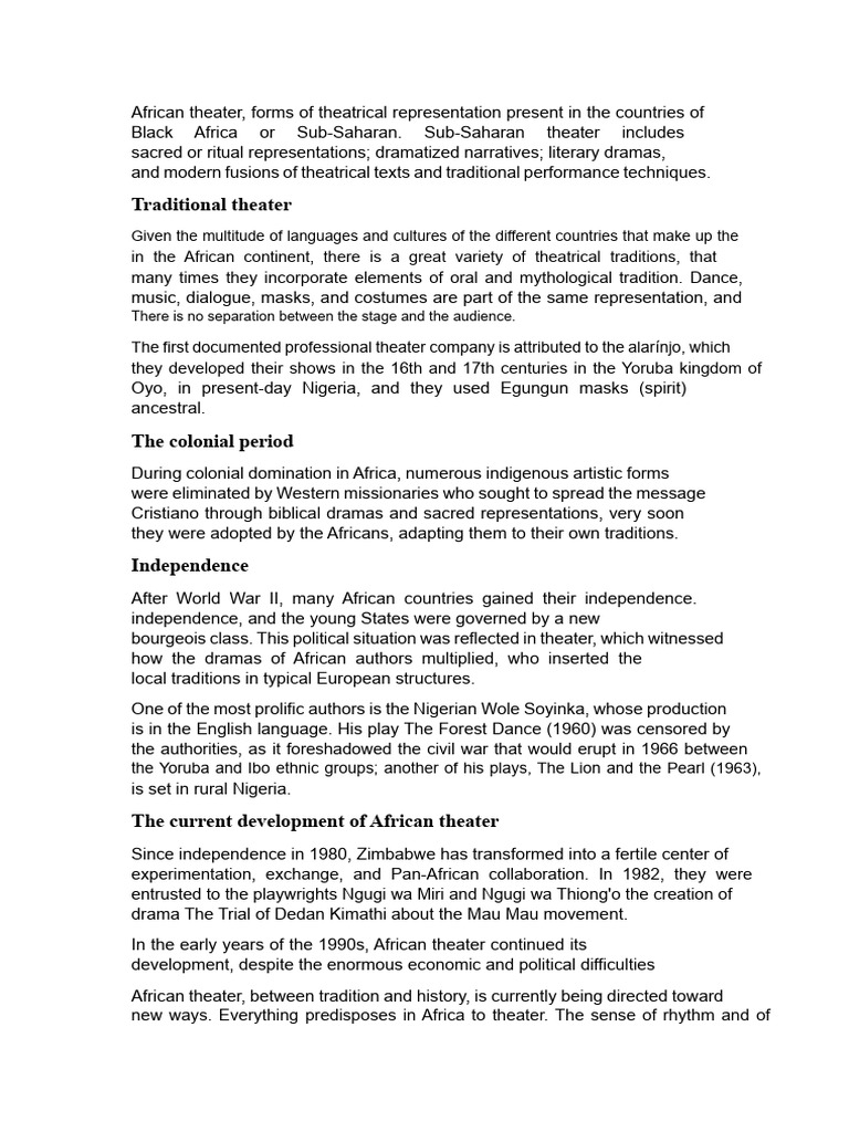 The African Theater | PDF | Theatre | Mask